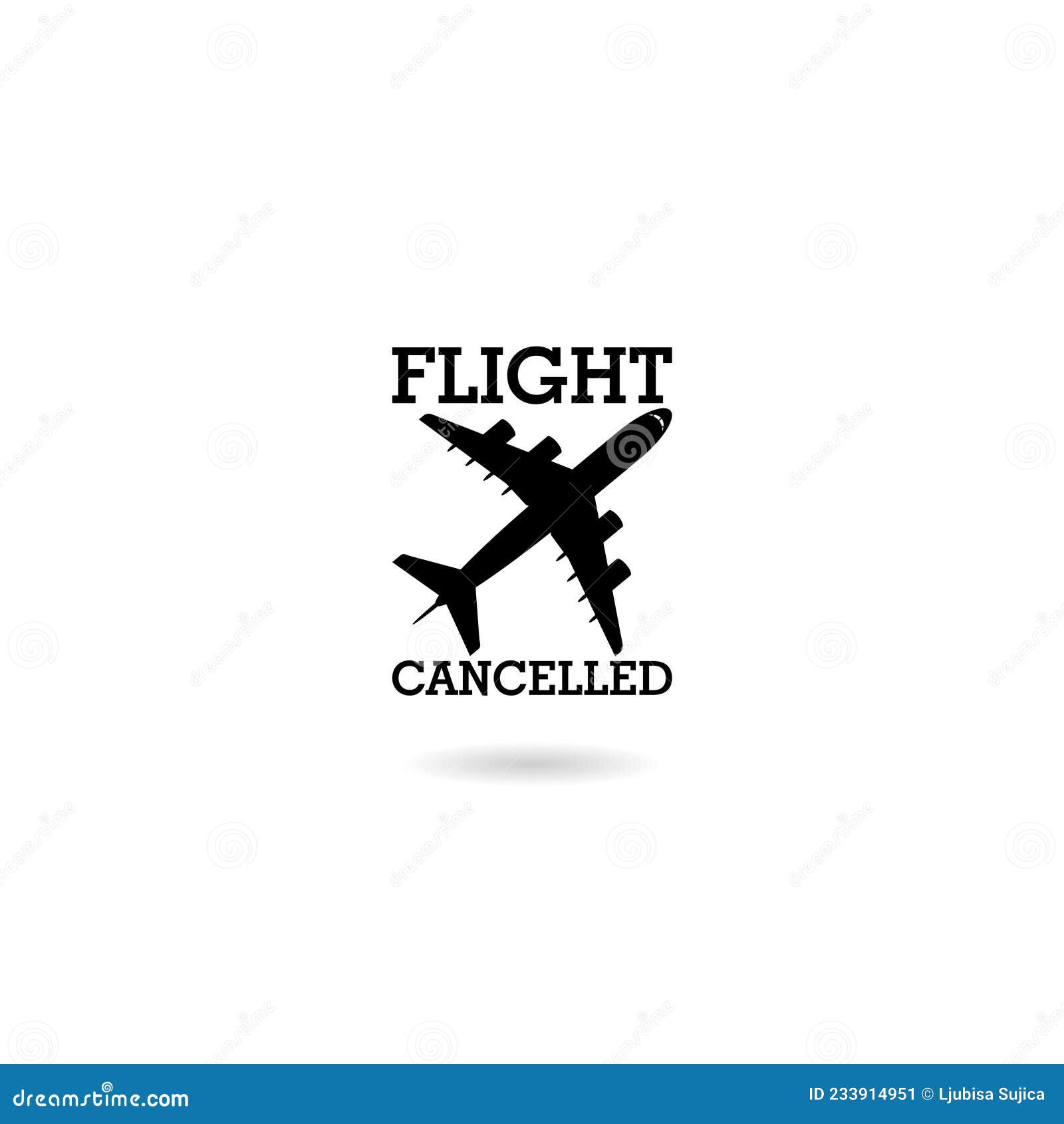 Flight Cancelled Icon with Shadow Stock Vector - Illustration of button ...