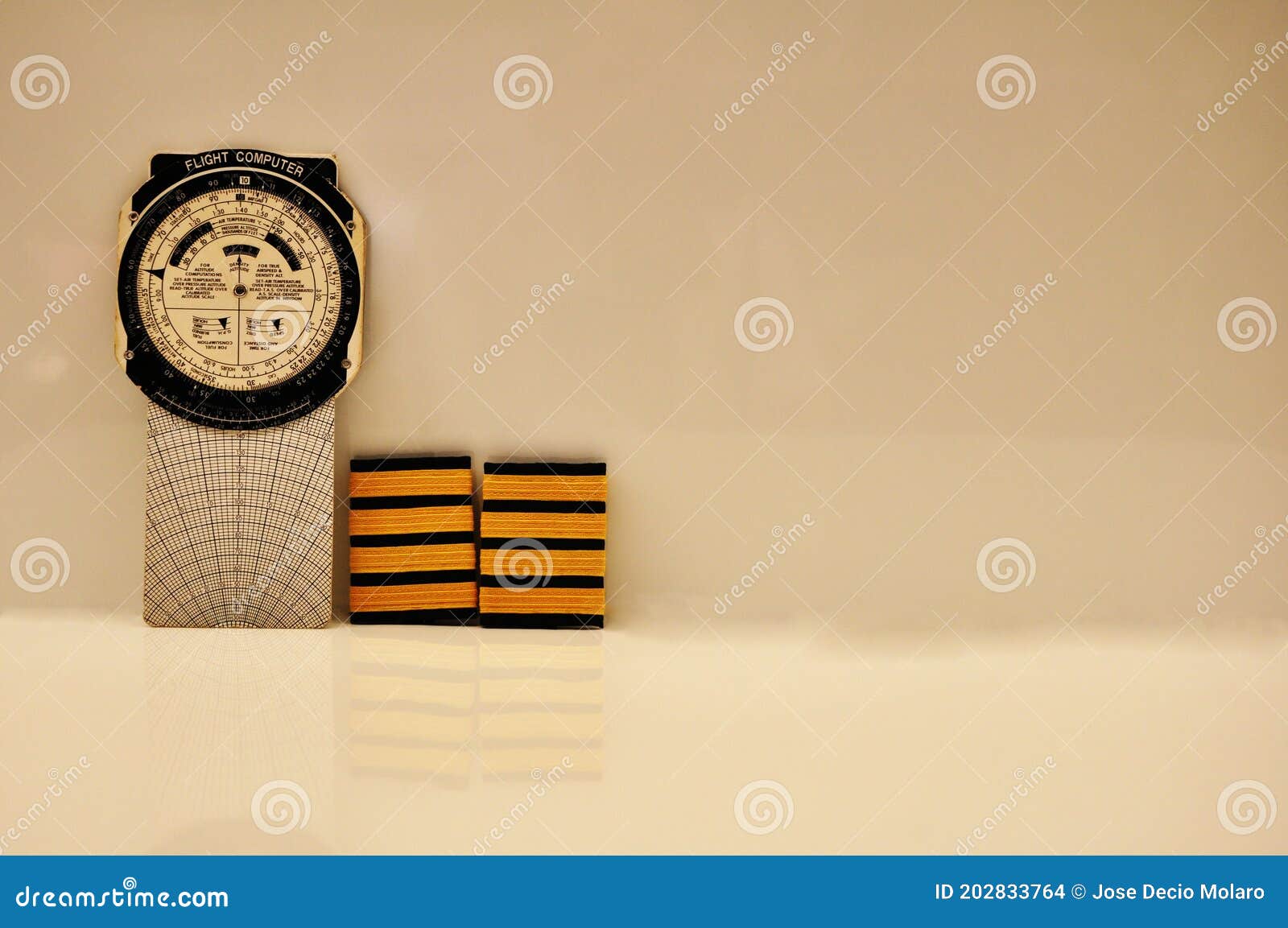 Flight Computer and Airplane Commander Insignia. Stock Photo - Image of ...