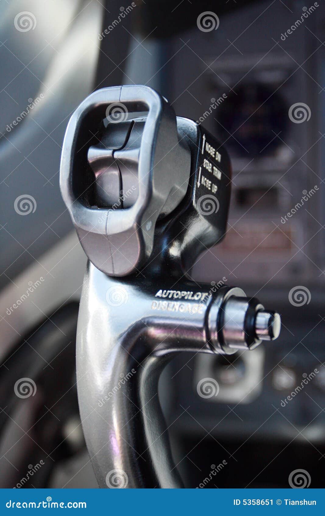 Flight control hand lever stock image. Image of boeing - 5358651