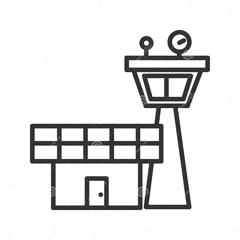 Flight Control Tower Linear Icon. Thin Line Illustration. Vector ...