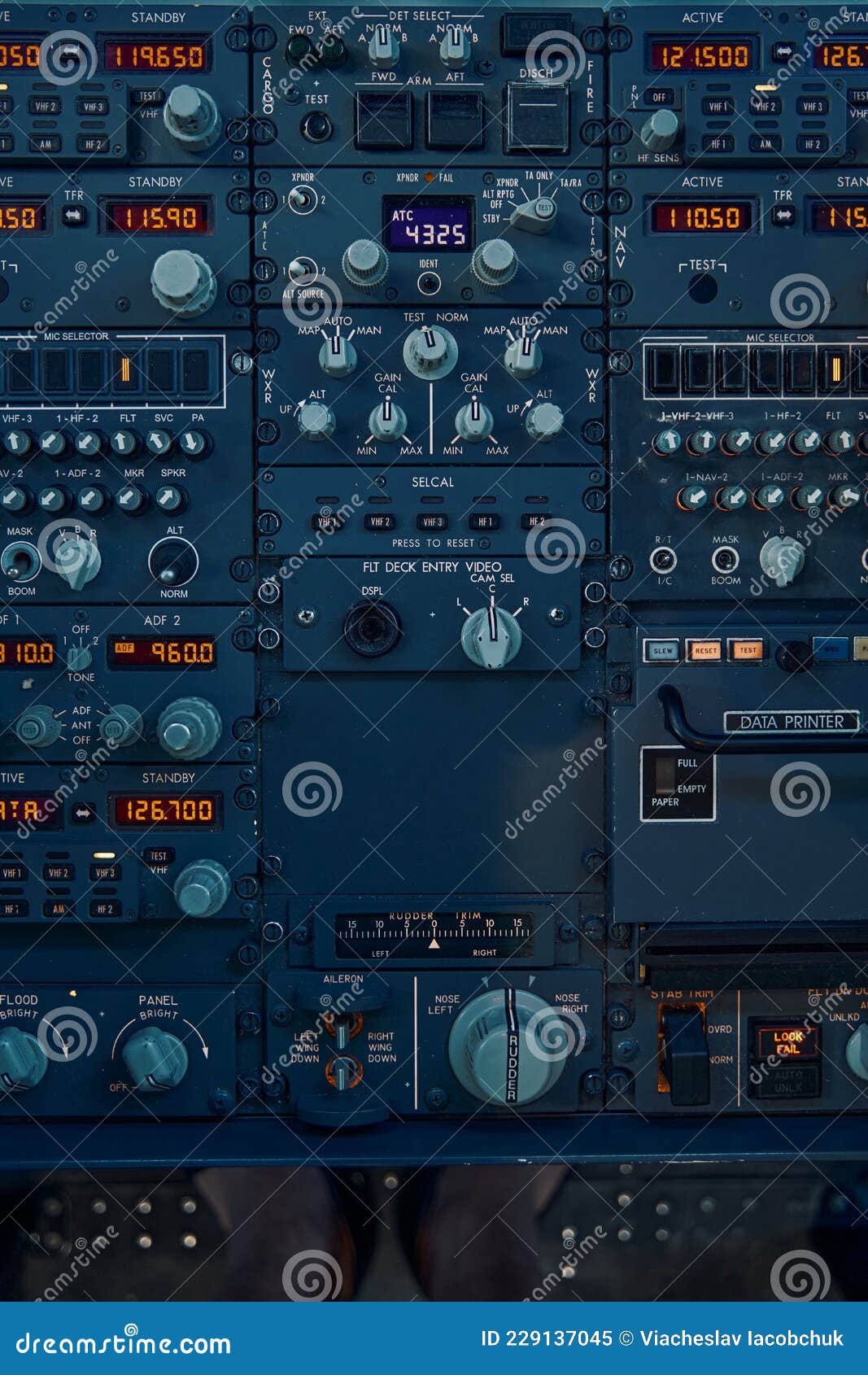 Flight Controls on the Dashboard Used by Professional Aviators Stock ...