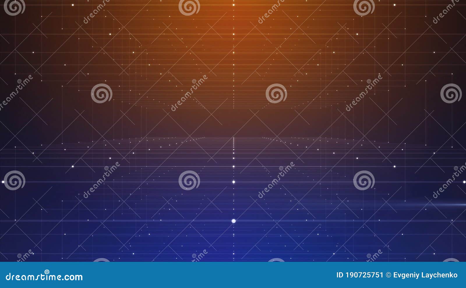 Flight through Cyber Field Consisting of a Grid Stock Illustration ...