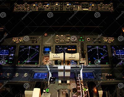Flight Deck of a Modern Airliner. Stock Image - Image of hydraulic ...