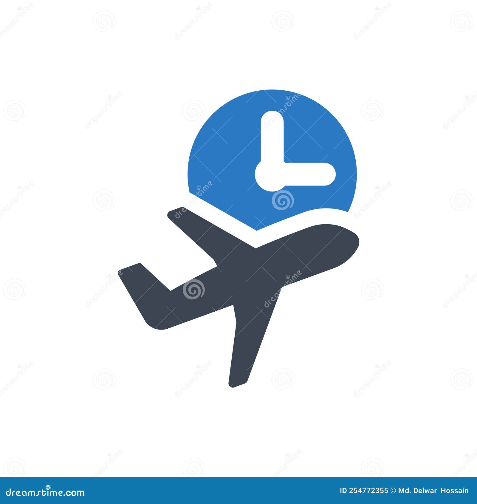 Flight delay icon stock vector. Illustration of illustrations - 254772355