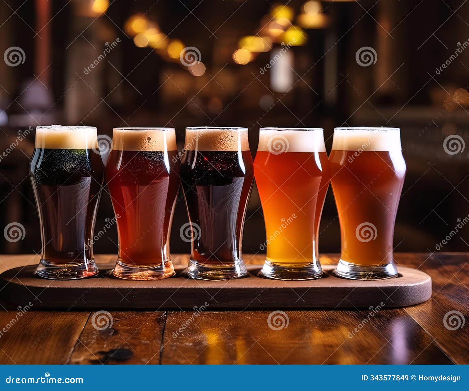 A Flight of Different Beers, Showcasing a Variety of Colors and Styles ...