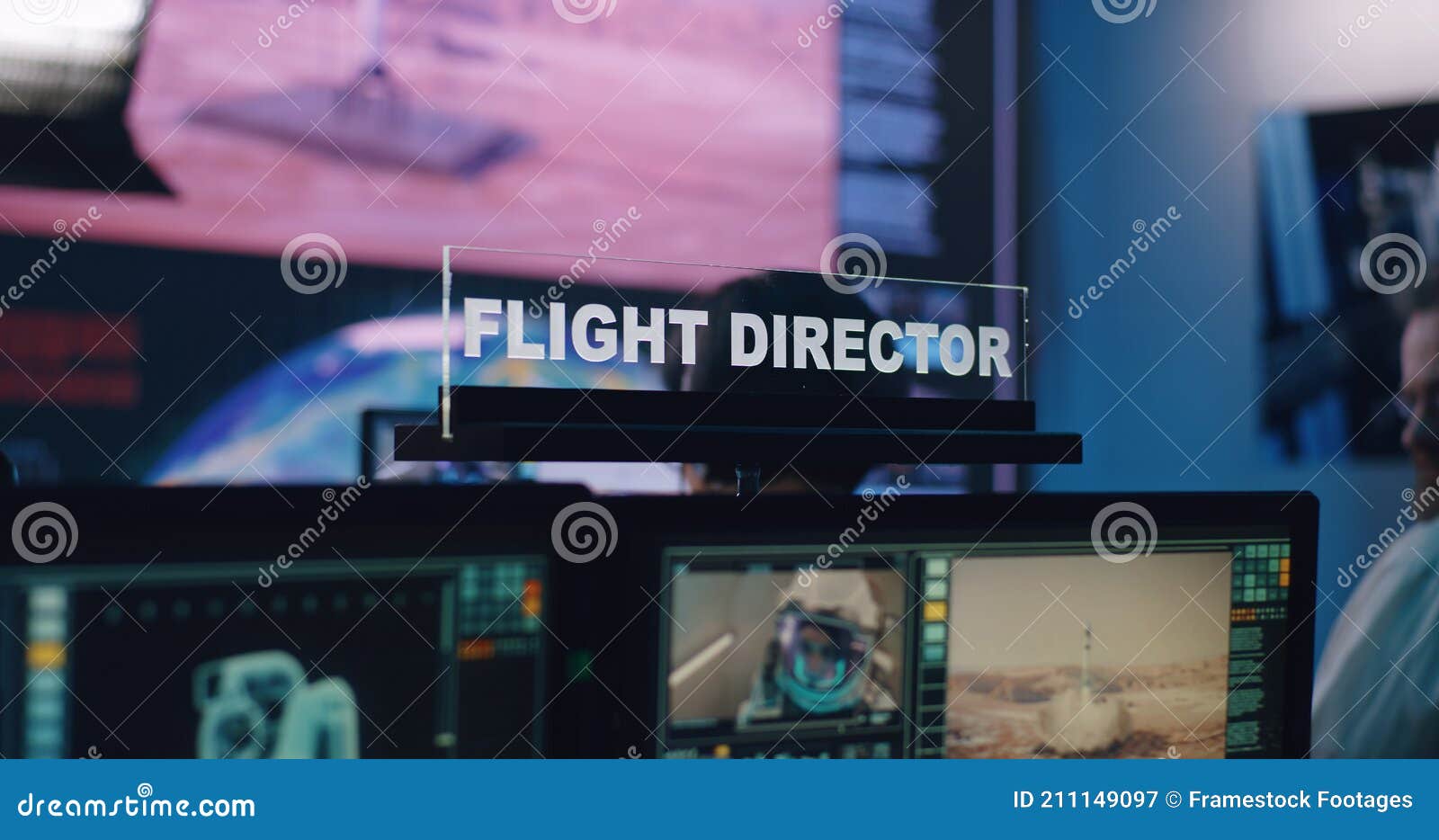 Flight Director Workplace in Mission Control Center Stock Image - Image ...