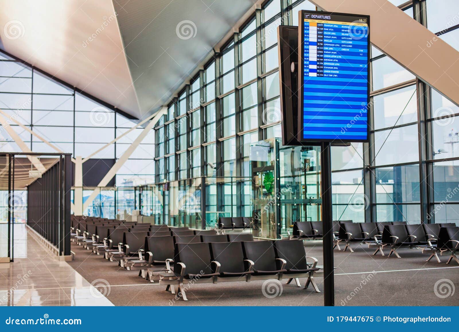 Flight Display Monitor in Airport Stock Image - Image of empty, poland ...