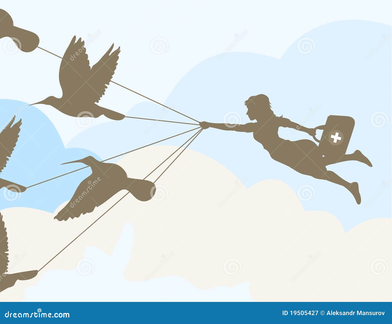 Flight of the doctor stock vector. Illustration of cartoon - 19505427