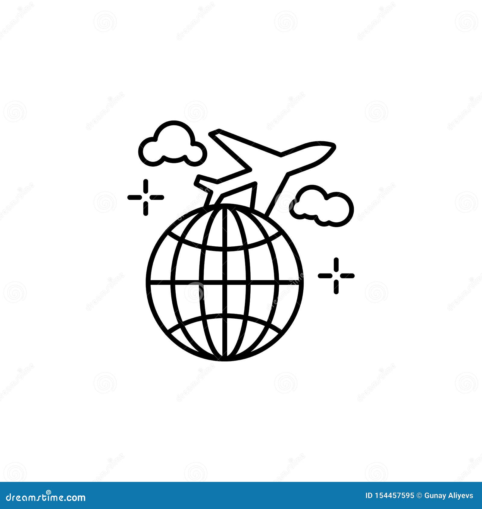 Flight, Earth, Plane Icon. Element of Airport Line Color Icon Stock ...