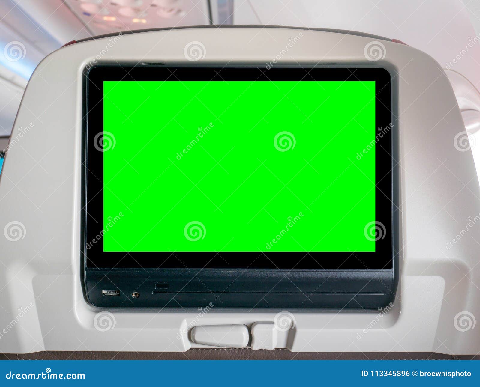In-Flight Entertainment With Green Screen, Seatback Screen With Green ...