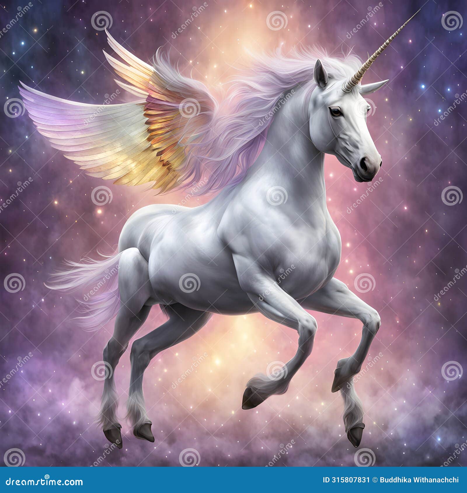 Flight of Fantasy: the Winged Unicorn Stock Illustration - Illustration ...