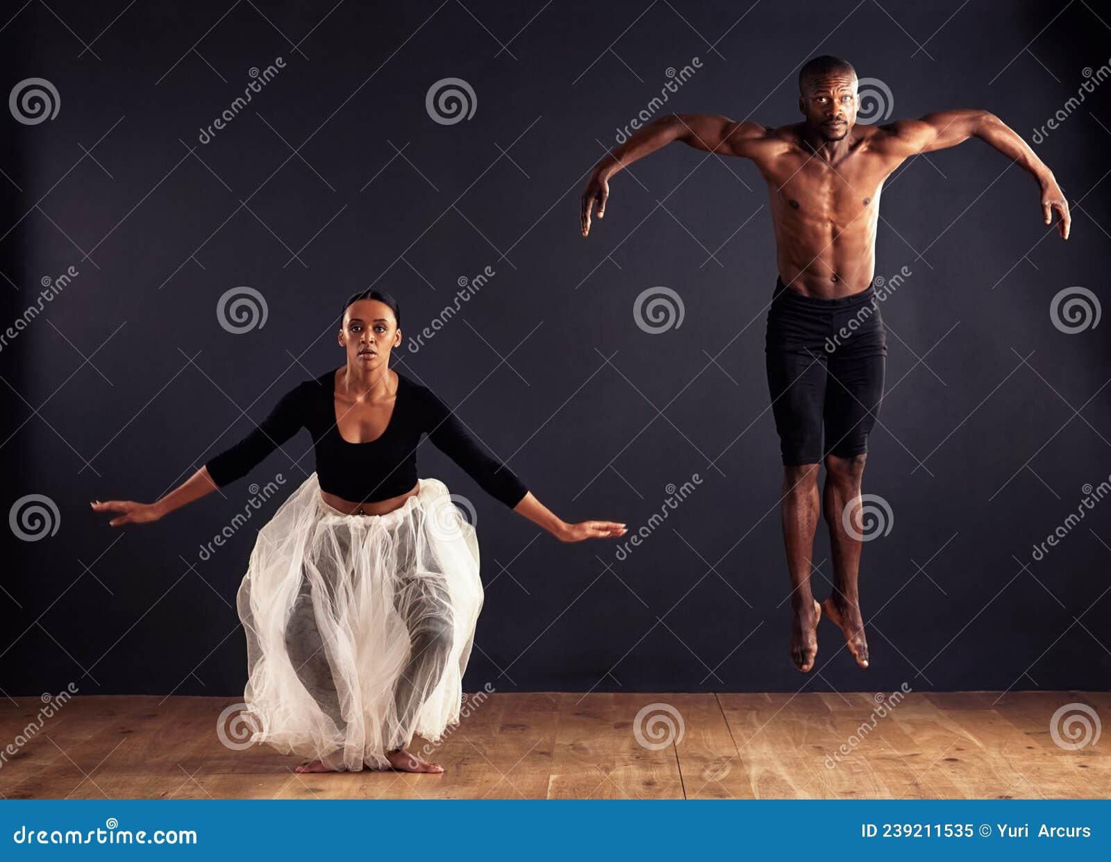 Flight. a Female and Male Contemporary Dancer Performing a Dramatic ...