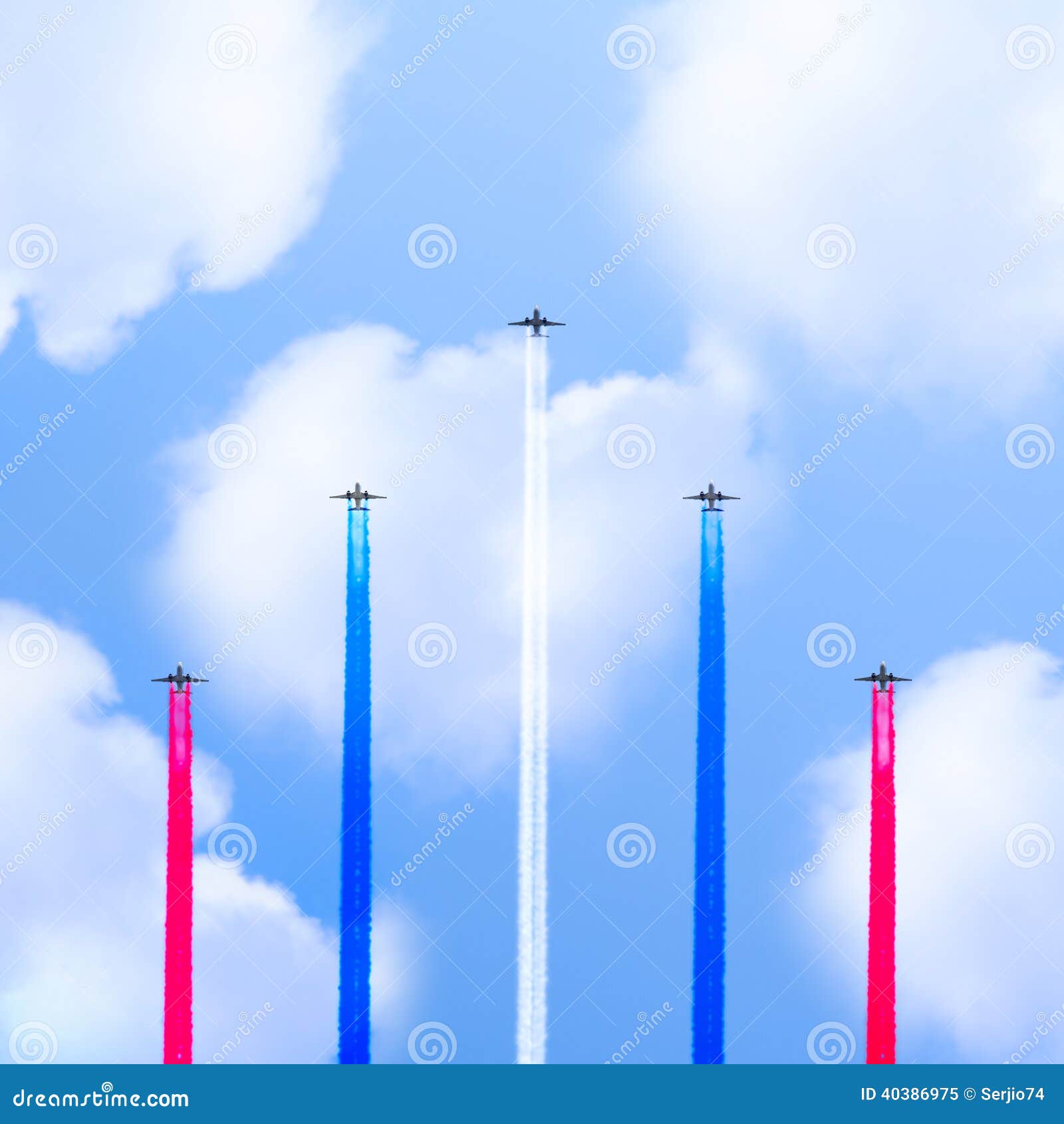 Flight of the five planes. stock image. Image of altitude - 40386975