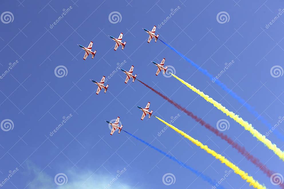Flight Formation in the Sky Stock Photo - Image of yellow, altitude ...