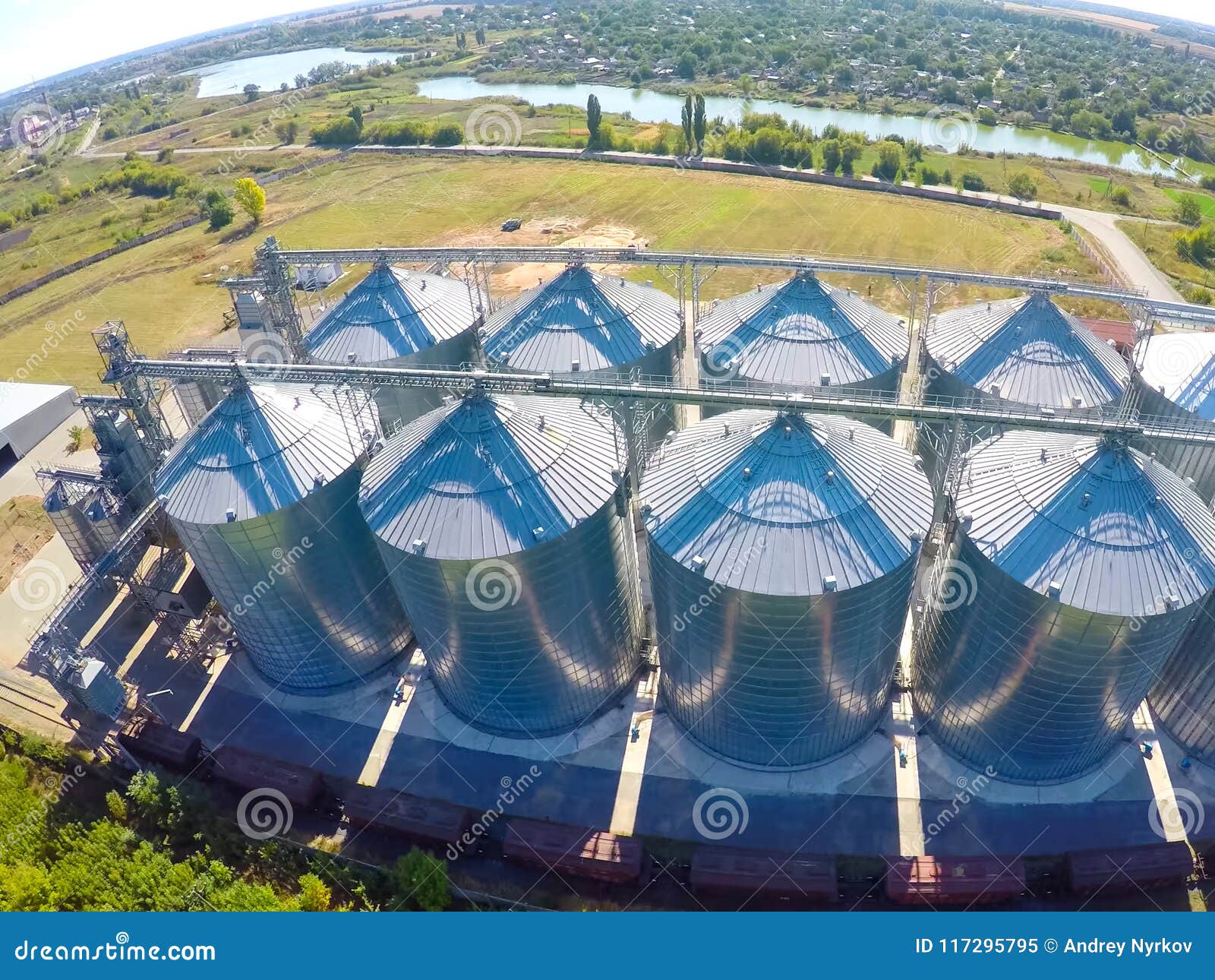 Flight of the Grain Terminal from the Drone. the Grain Plant for ...
