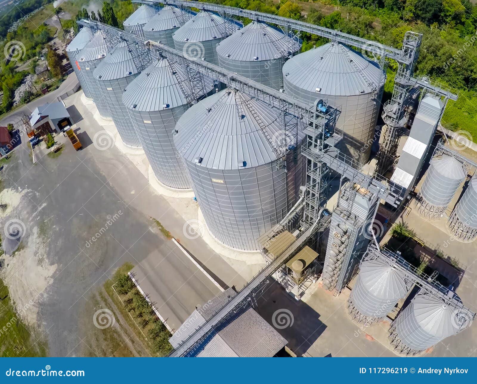 Flight of the Grain Terminal from the Drone. the Grain Plant for ...