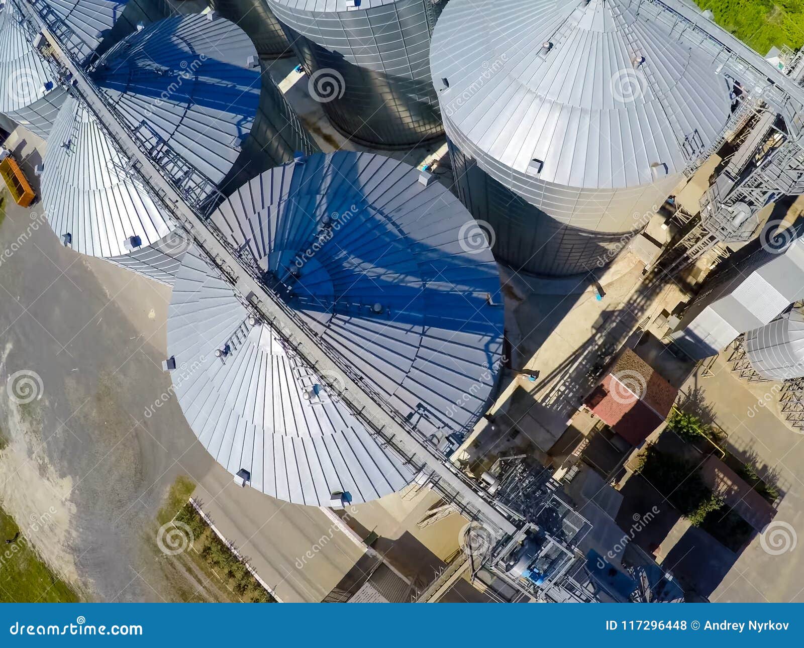 Flight of the Grain Terminal from the Drone. the Grain Plant for ...