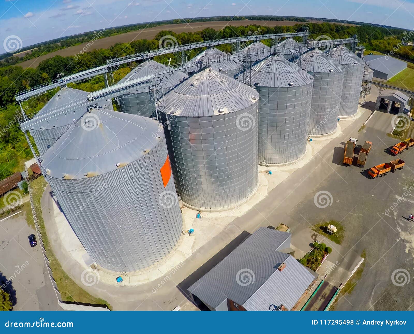 Flight of the Grain Terminal from the Drone. the Grain Plant for ...