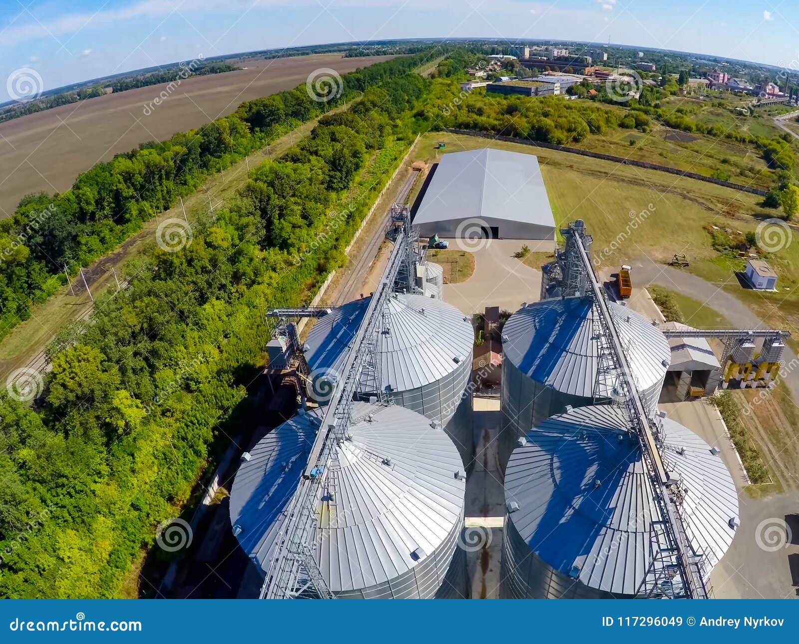 Flight of the Grain Terminal from the Drone. the Grain Plant for ...