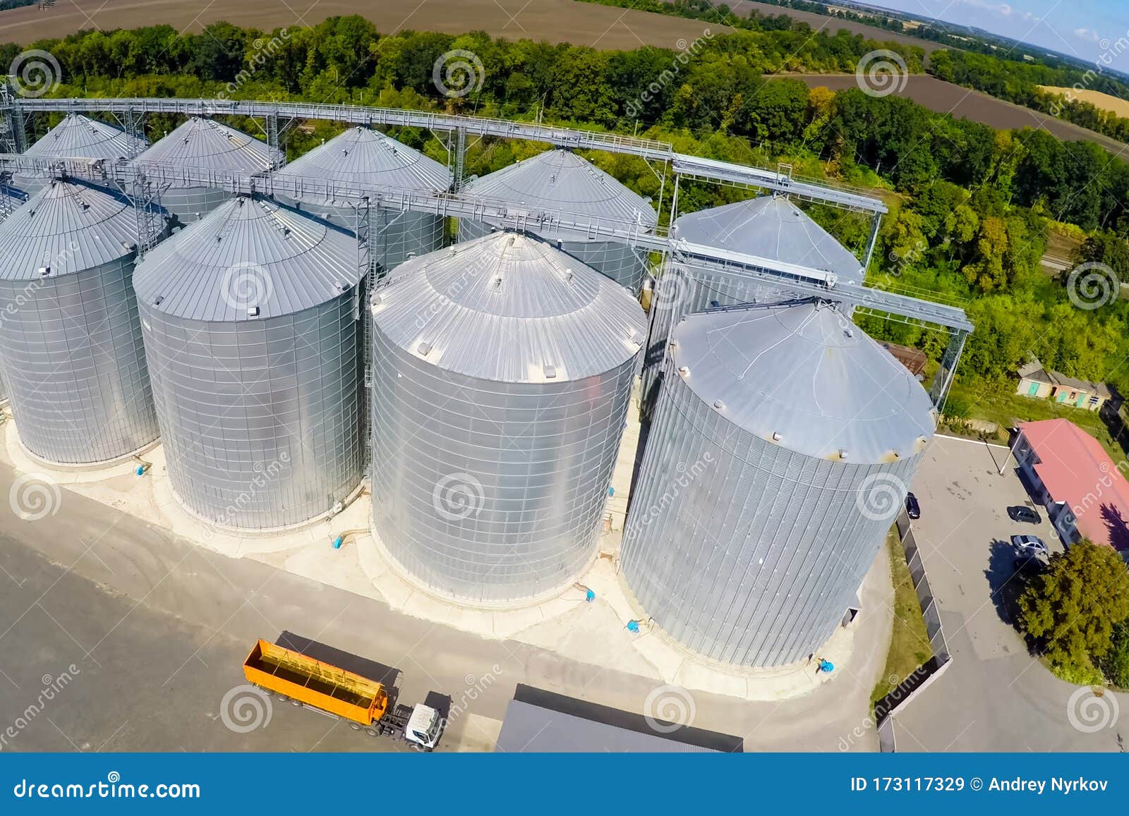 Flight of the Grain Terminal from the Drone. the Grain Plant for ...