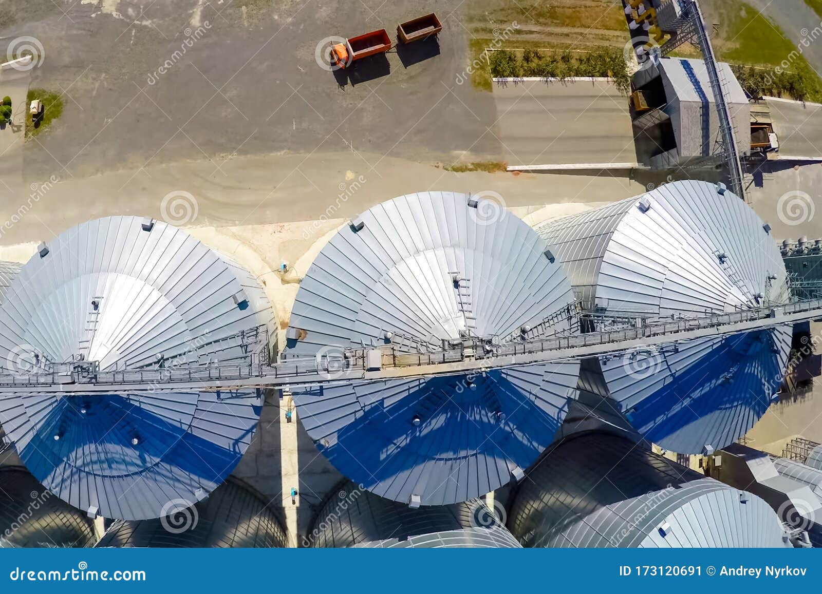 Flight of the Grain Terminal from the Drone. the Grain Plant for ...