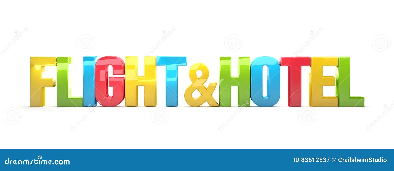 Flight and Hotel Colorful 3d Render Symbol Stock Illustration ...