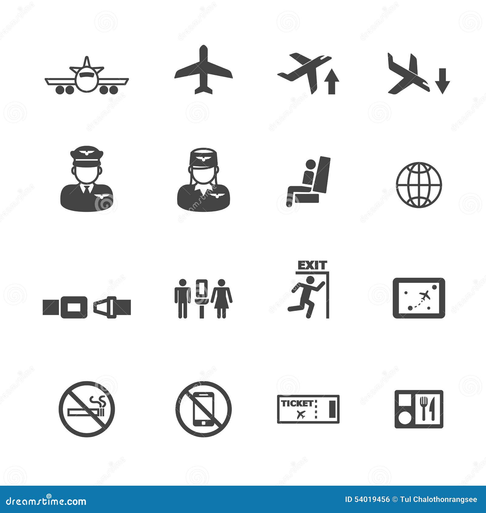 Flight icons stock vector. Illustration of phone, icons - 54019456
