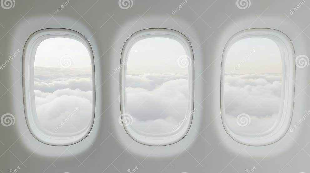 In Flight, an Illustration of the Interior of a Plane Window in Open ...