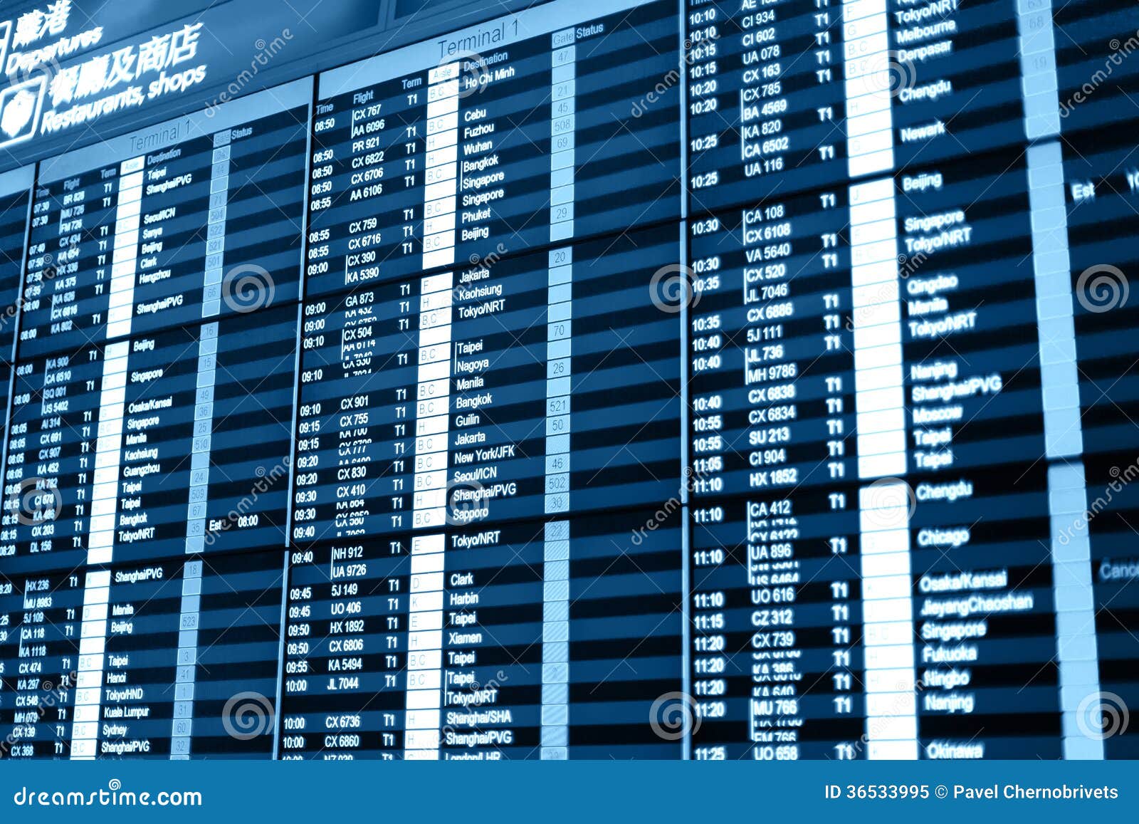 Flight Information Board in Airport. Stock Image - Image of electronic ...