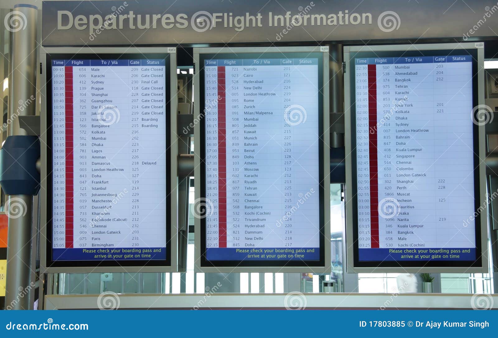 Flight Information Board at Dubai Airport Stock Image - Image of ...