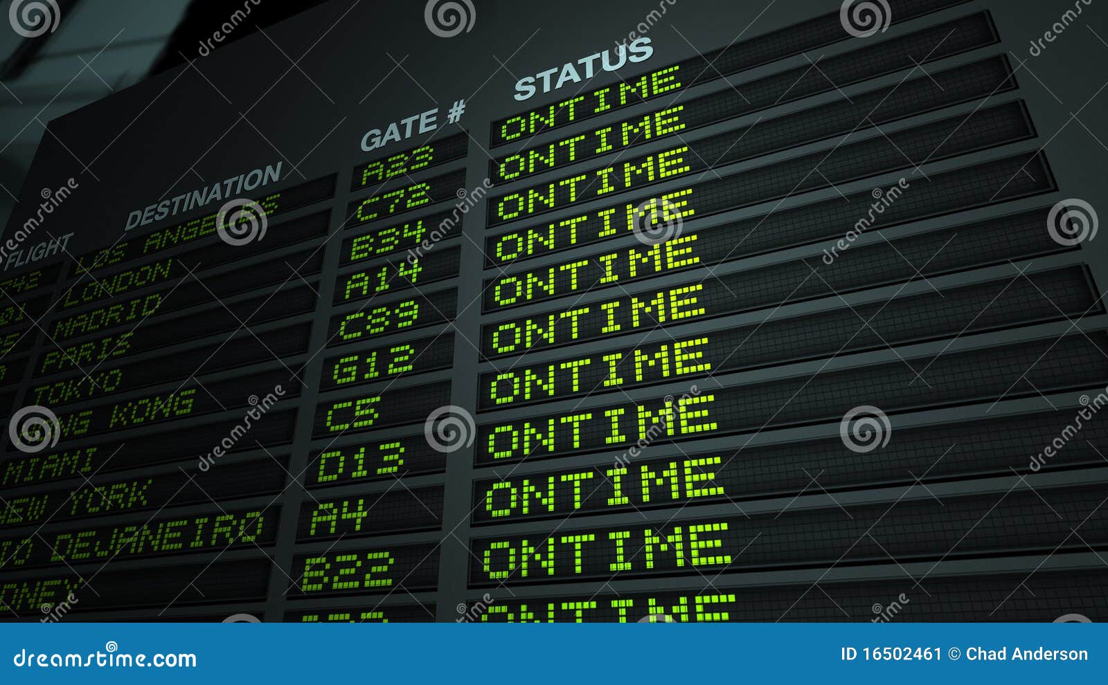 Flight Information Board, On Time Stock Image - Image: 16502461