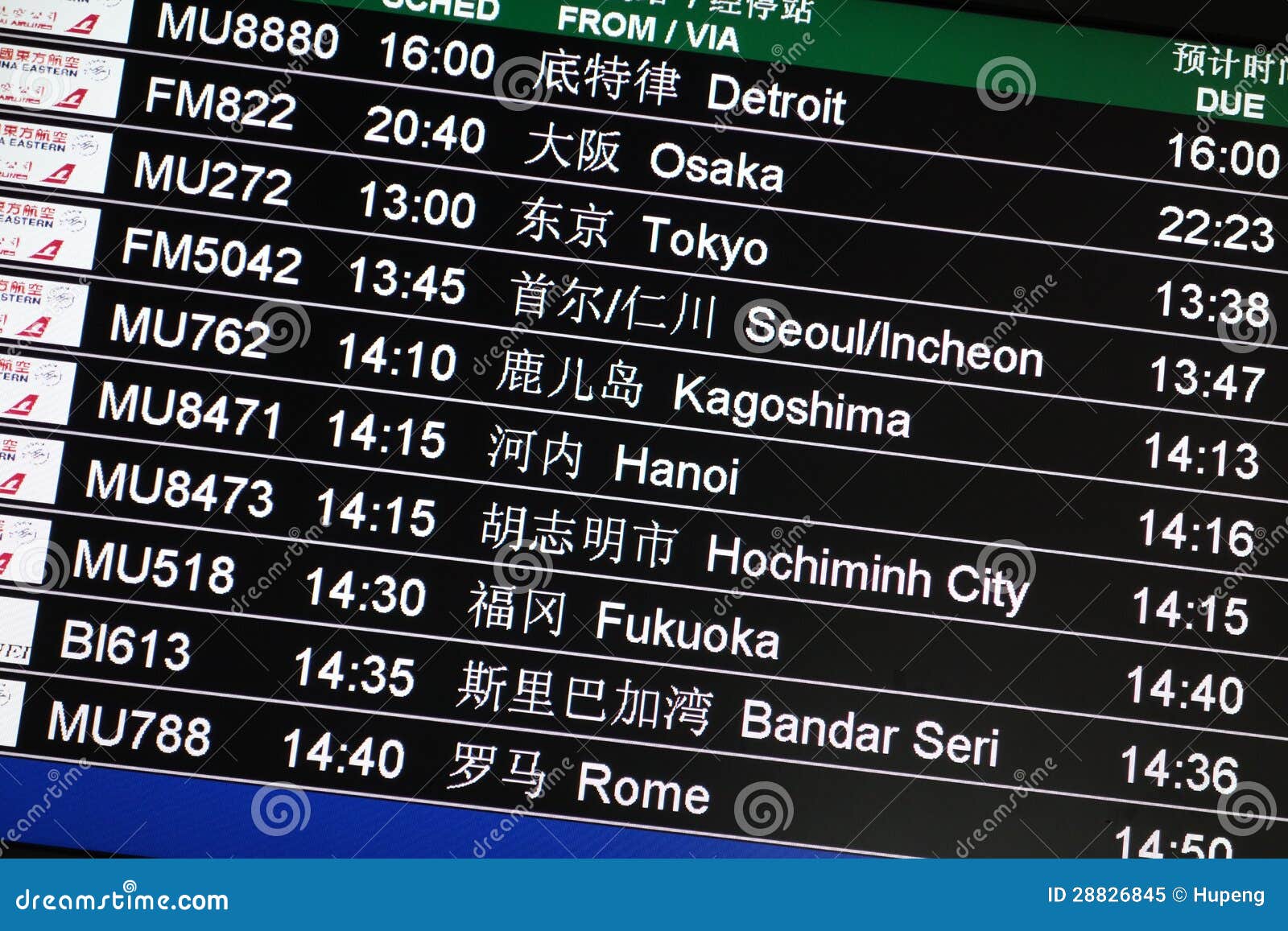 Flight information panel editorial image. Image of boarding - 28826845