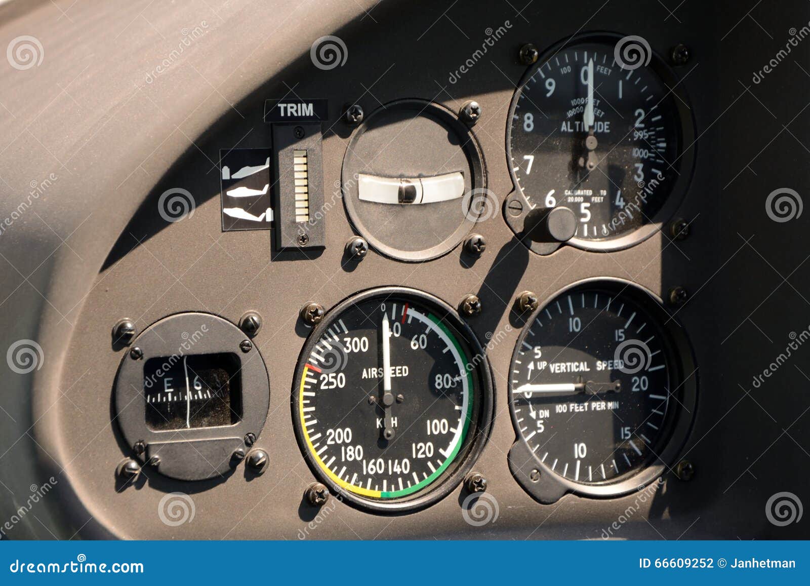 Flight Instruments in Airplane Cockpit Stock Photo - Image of trim ...