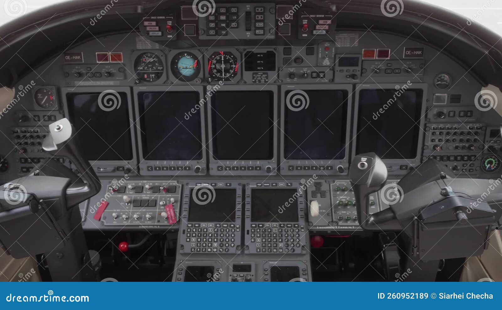 Flight Instruments Cockpit Interior. Dashboard Panel Aircraft Cabin ...