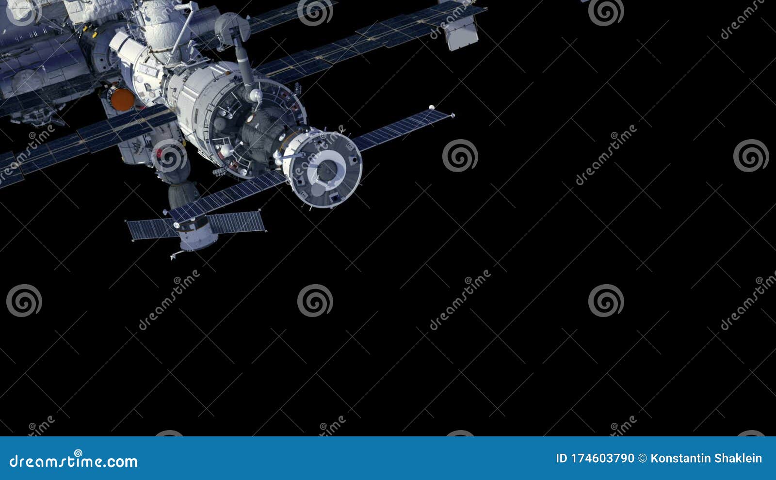 Flight of the International Space Station with Alpha Matte. Stock ...