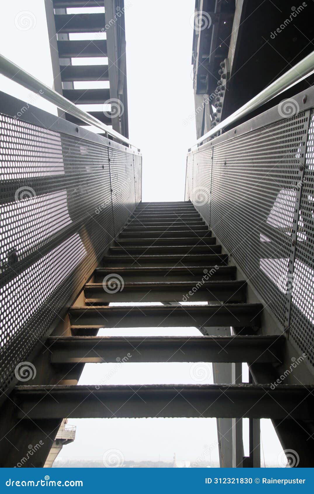 Flight of Iron Stairs Going Up Stock Photo - Image of steel, building ...