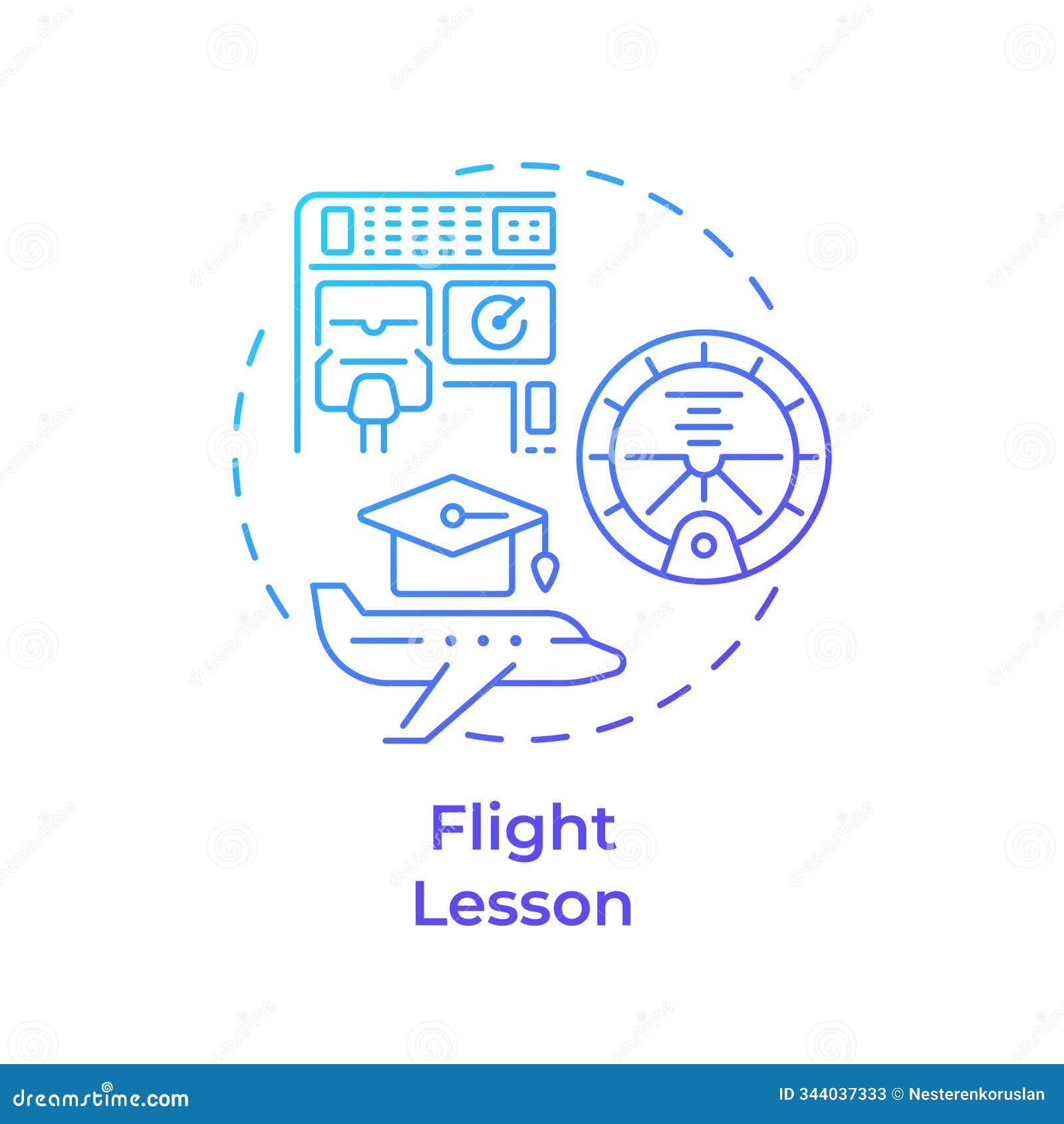 Flight Lesson Blue Gradient Concept Icon Stock Vector - Illustration of flight, aesthetic: 344037333