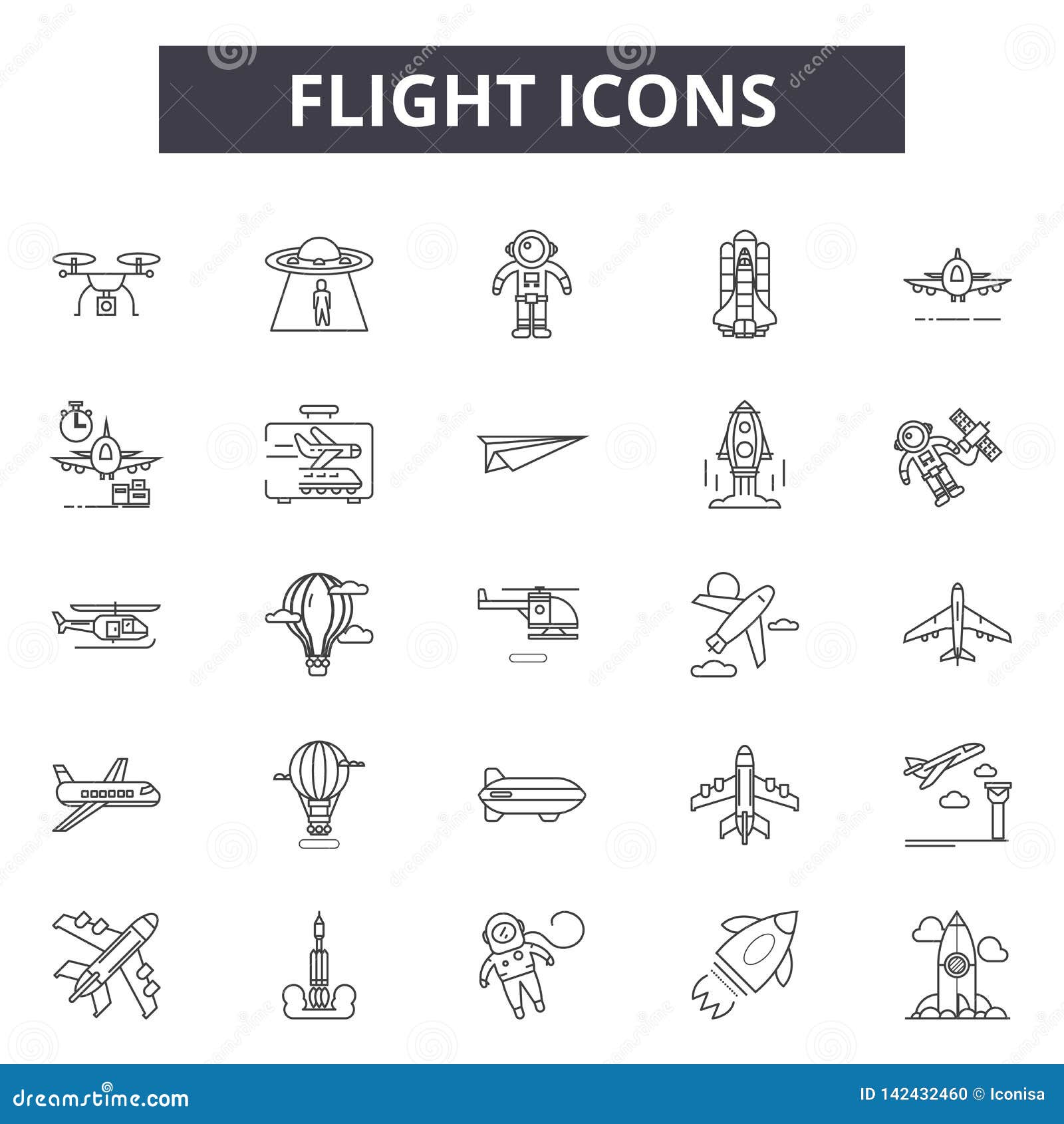 Flight Line Icons for Web and Mobile Design. Editable Stroke Signs ...