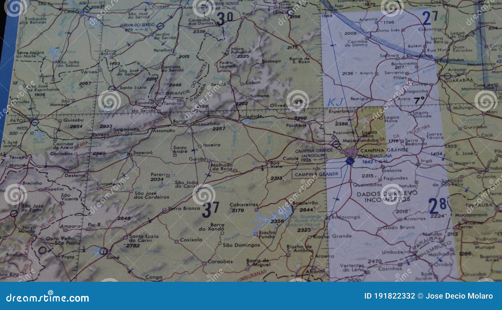 Flight Map of the Interior of Brazil, in an Aviation School Stock Photo ...