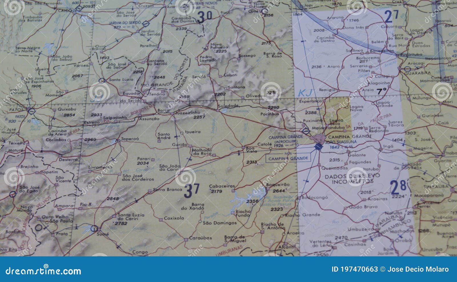 Flight Map of the Interior of Brazil, in an Aviation School Stock Image ...