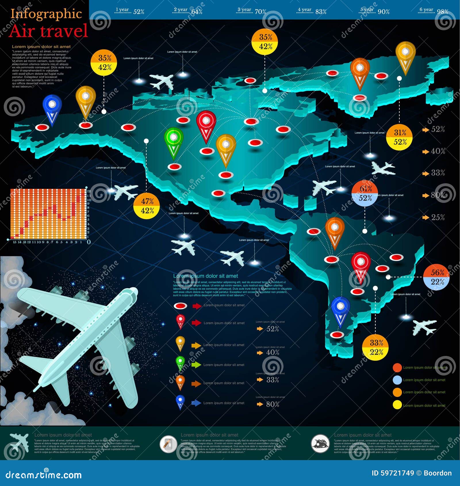 Flight Map of Planes with Point Destination Stock Vector - Illustration ...
