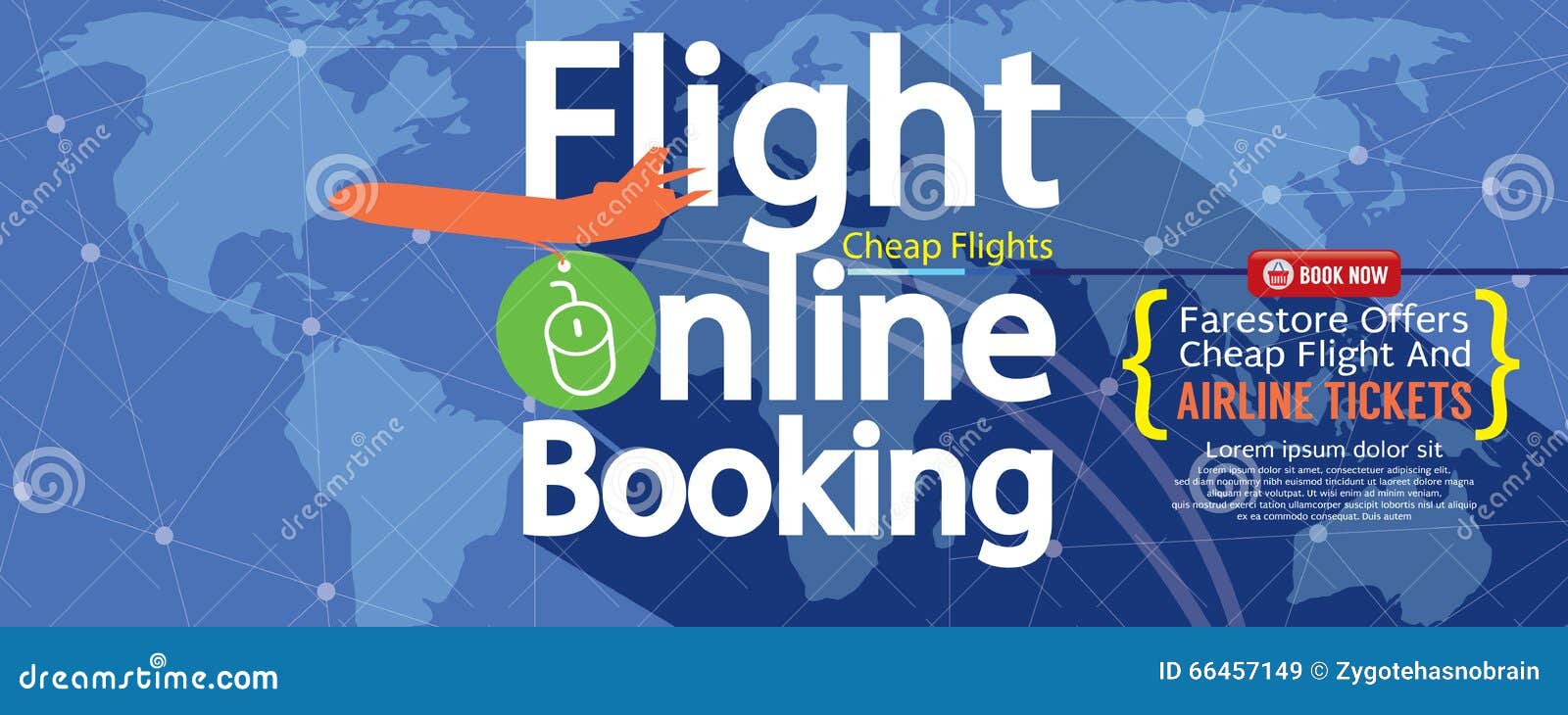 Flight Online Booking for Sale 1500x600 Banner. Stock Vector ...