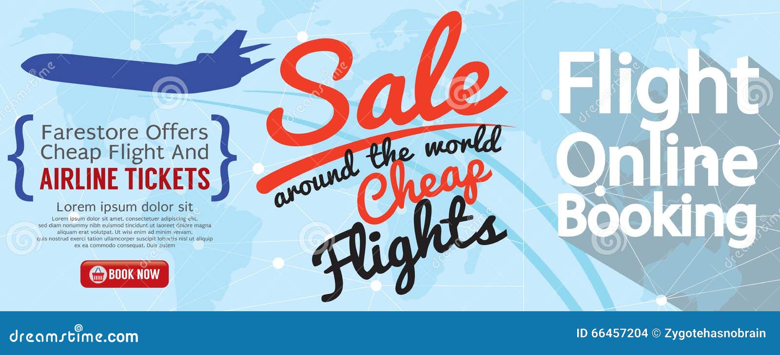 Flight Online Booking for Sale 1500x600 Banner. Stock Vector ...