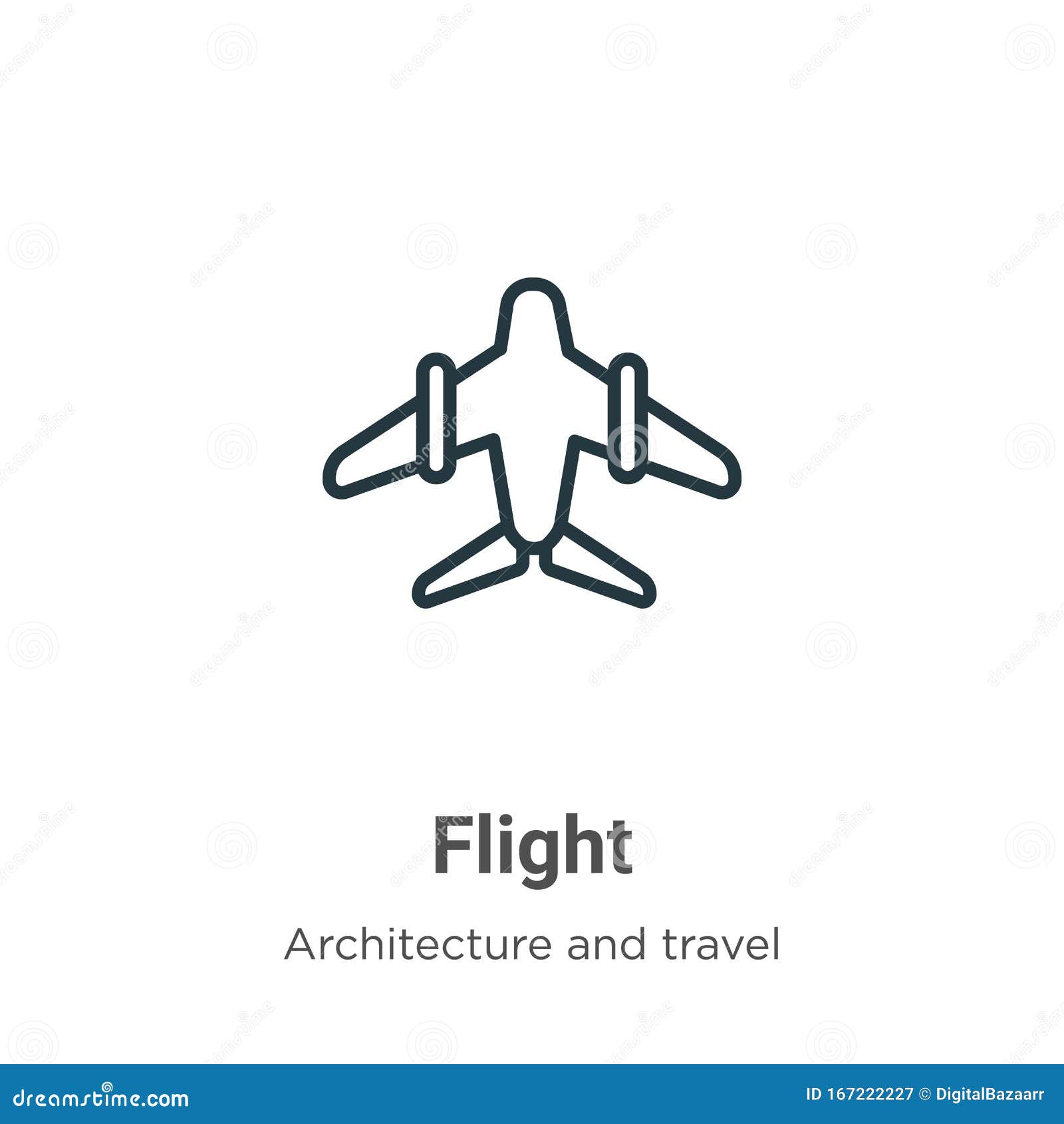 Flight Outline Vector Icon. Thin Line Black Flight Icon, Flat Vector ...