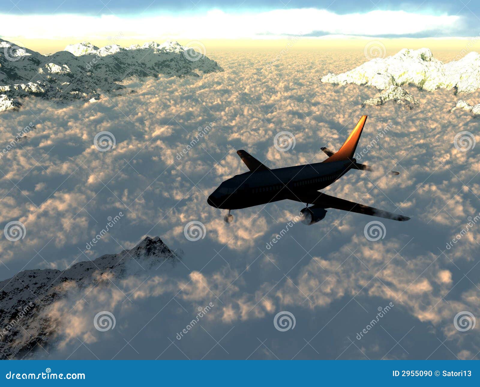 Flight over the clouds stock photo. Image of plane, wheels - 2955090