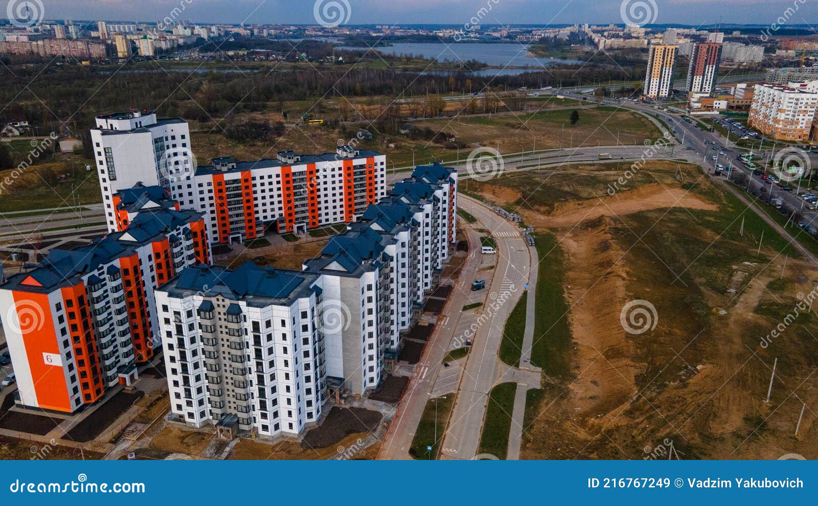 Flight Over the Construction Site. City New Building Stock Image ...