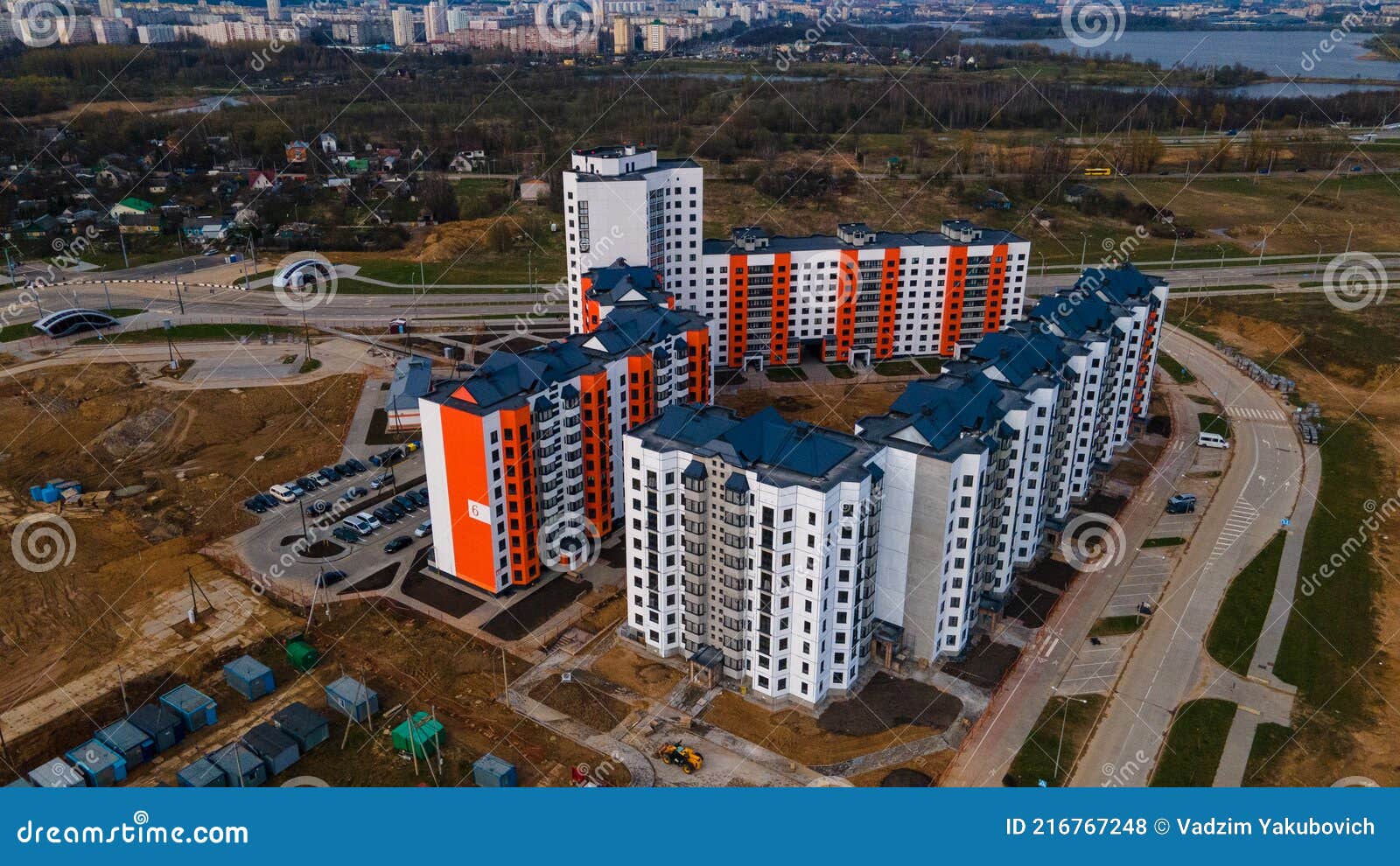 Flight Over the Construction Site. City New Building Stock Photo ...