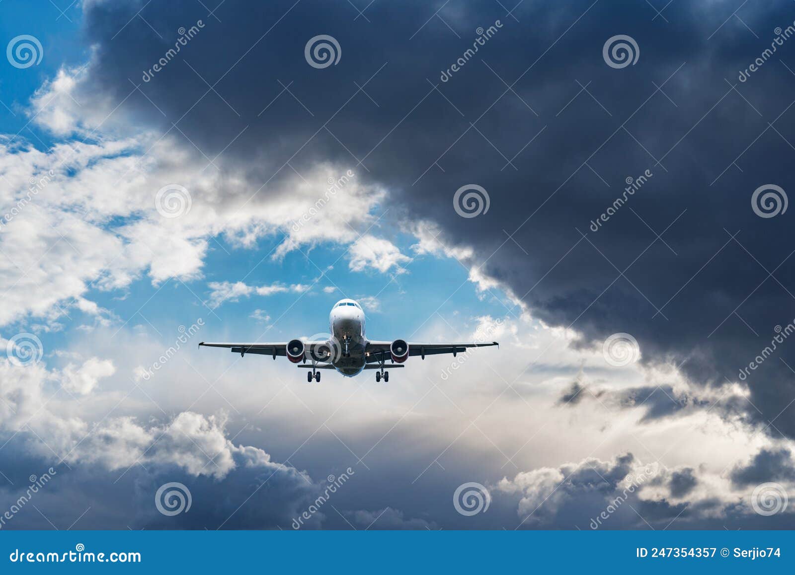 Flight of the Passenger Plane Above the Clouds Stock Image - Image of ...