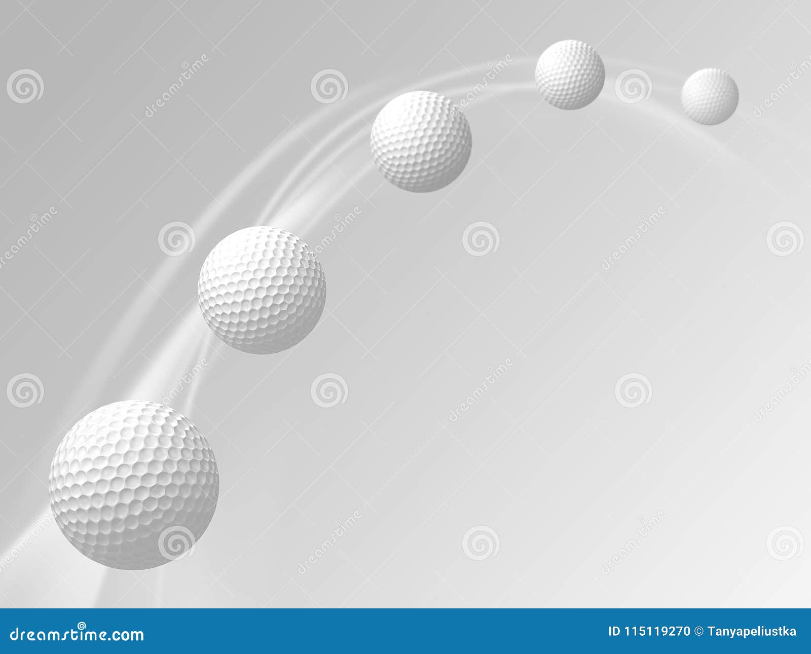 Flight Path of Golf Ball. 3D Illustration Stock Illustration ...