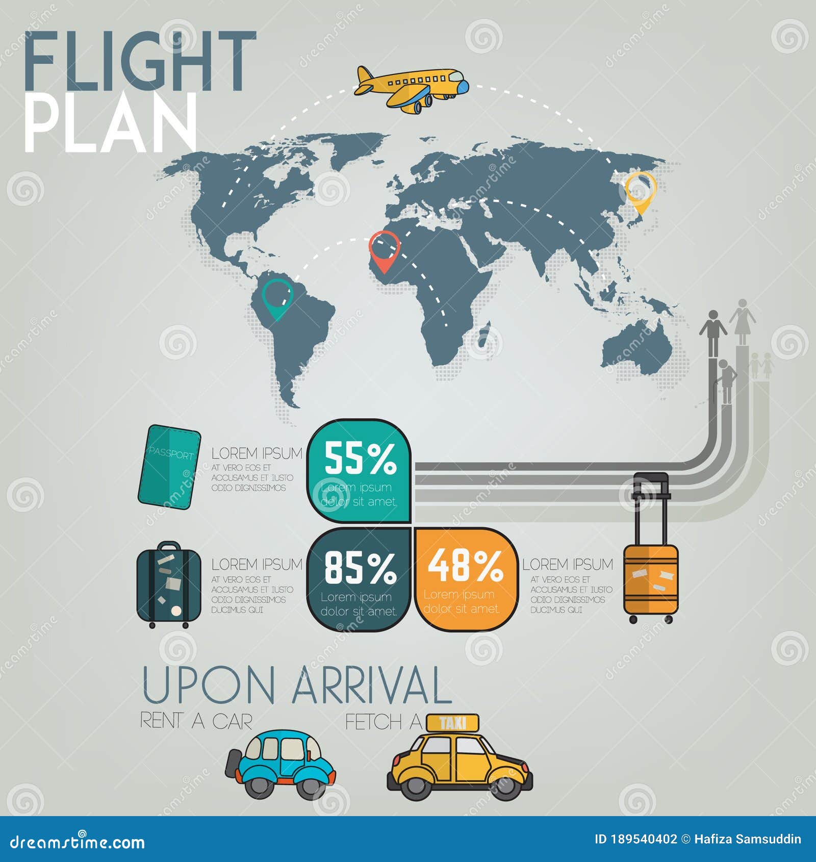 Flight Plan Infographic. Vector Illustration Decorative Design Stock ...